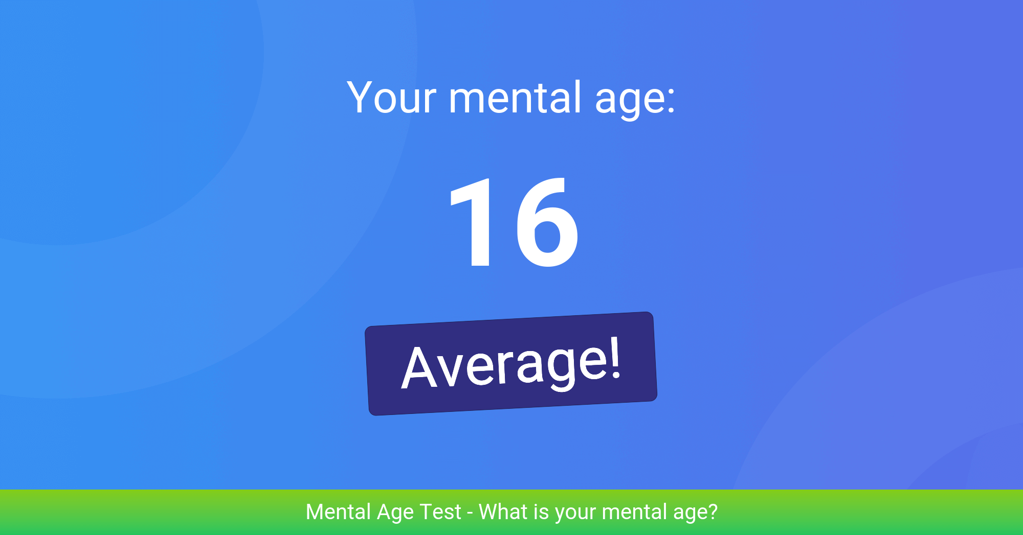 My mental age: 16 - Average! What is your mental age?