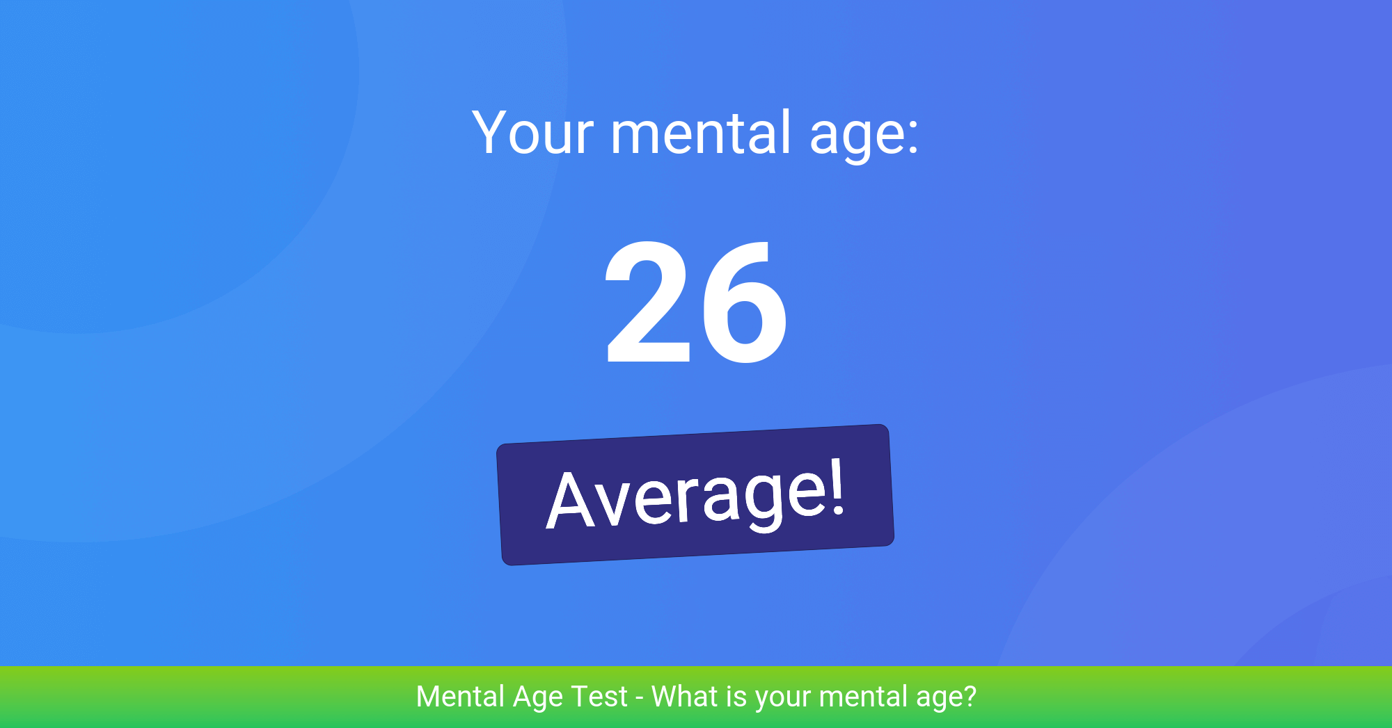My mental age: 26 - Average! What is your mental age?