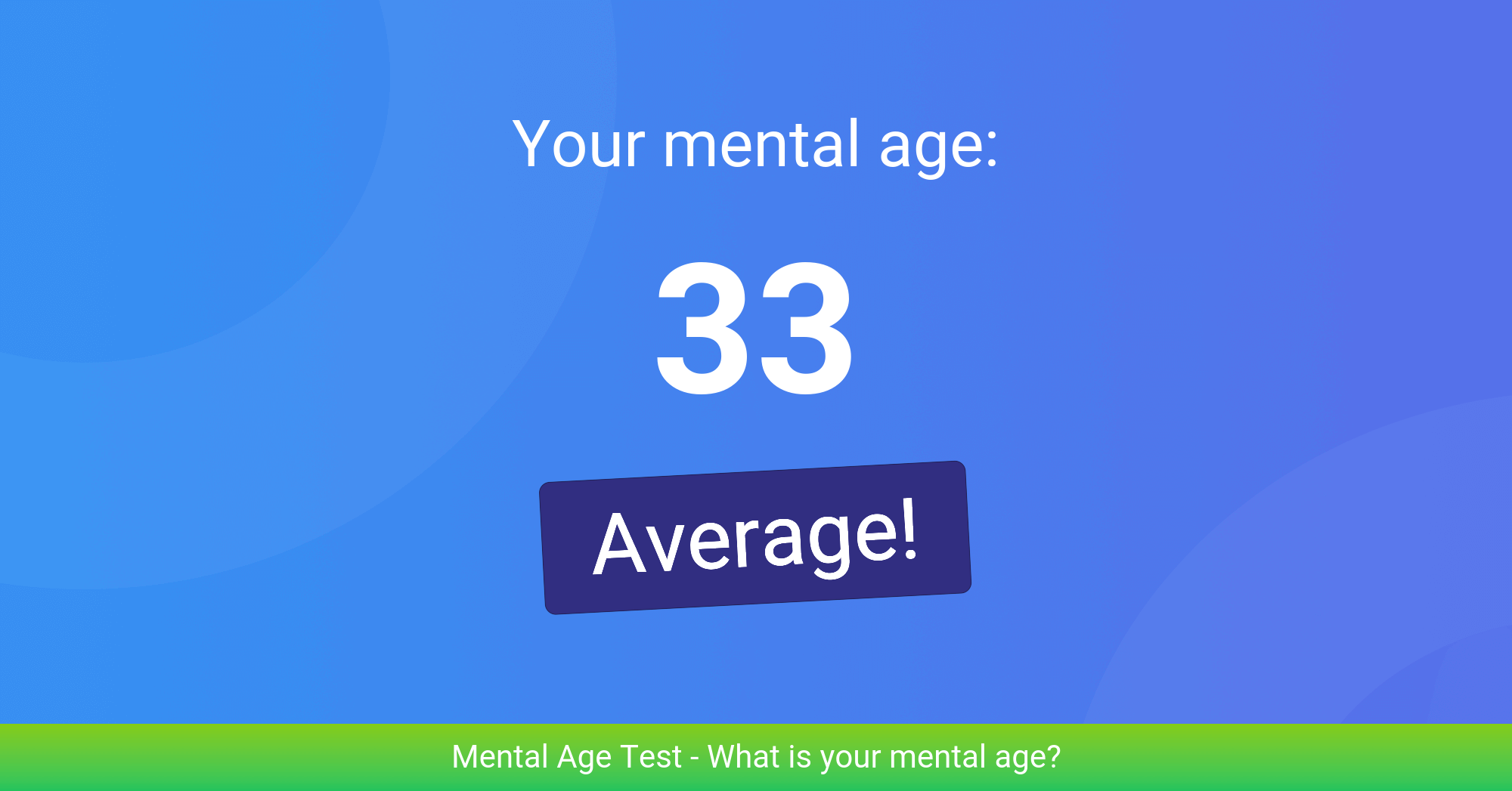 My mental age: 33 - Average! What is your mental age?