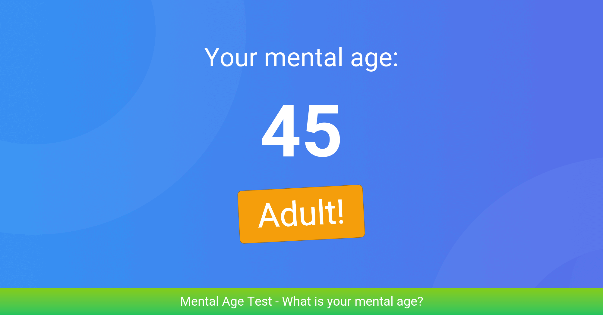 My mental age: 45 - Adult! What is your mental age?