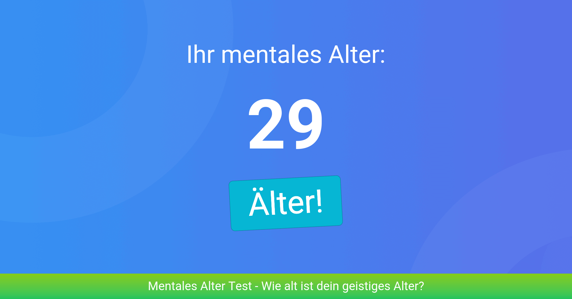 Mein mentales Alter: 29 - Älter! Wie alt ist dein geistiges Alter?
