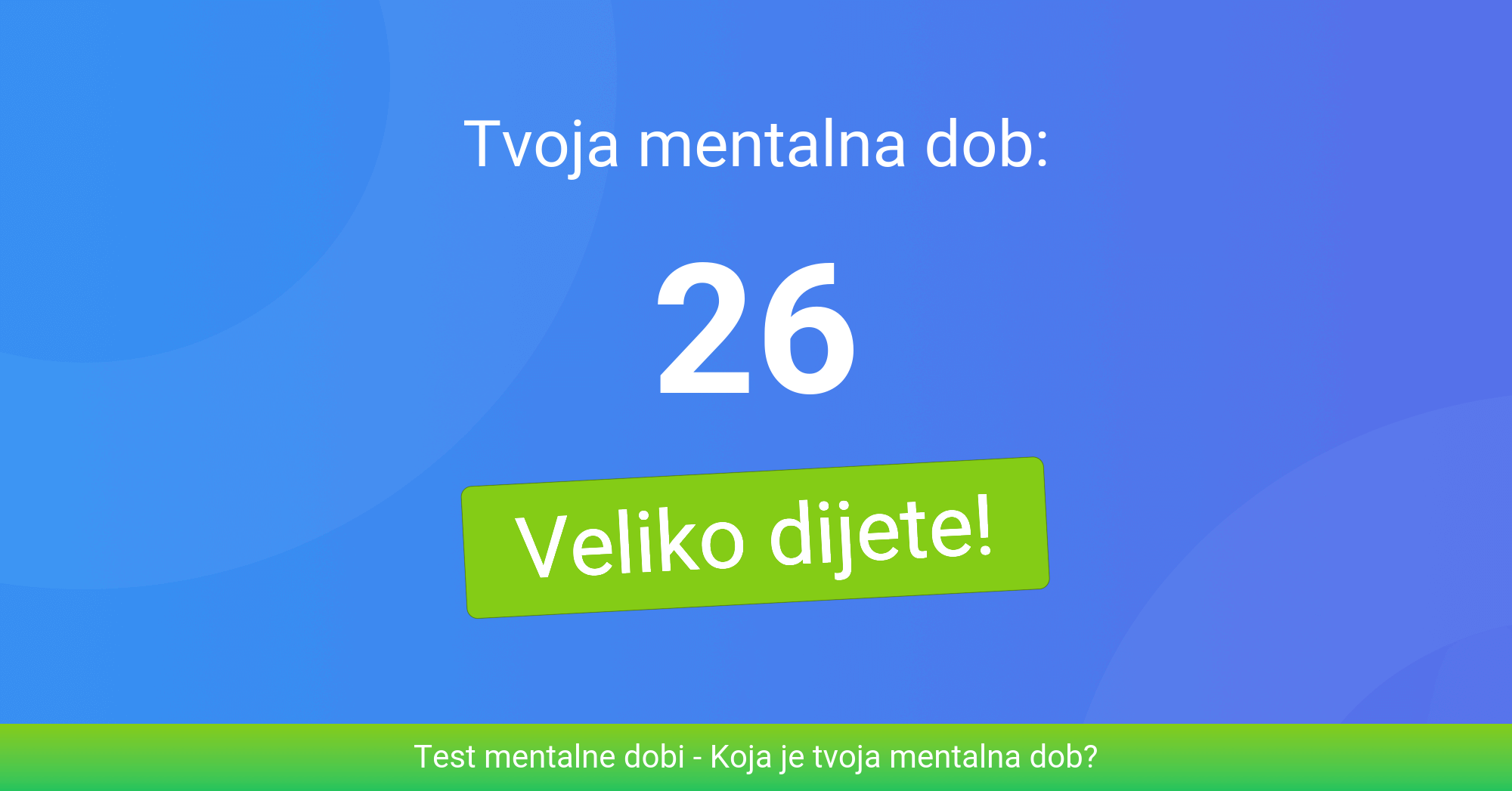 Moja mentalna dob: 26 - Veliko dijete! Koja je tvoja mentalna dob?